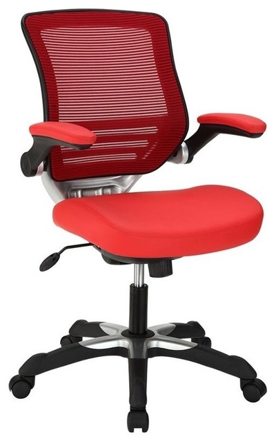 Hawthorne Collections Modern Faux Leather/Mesh Office Chair in Gray ...