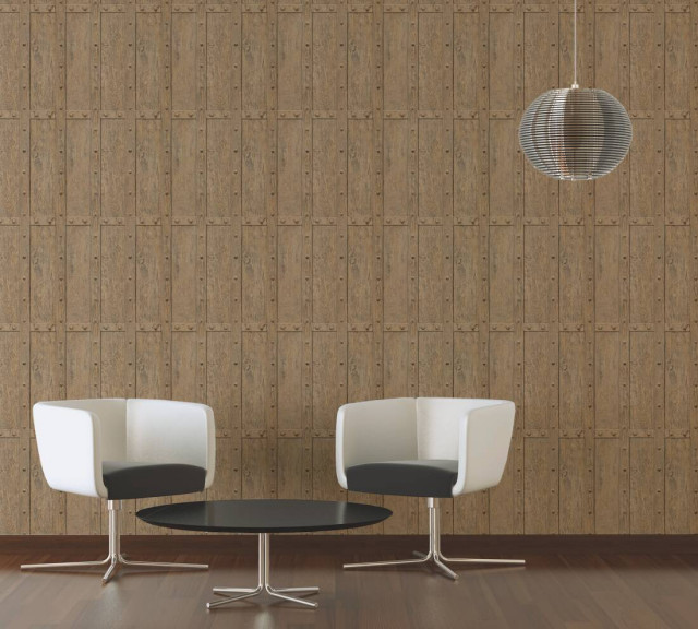 Nature Textured Wallpaper Featuring Wooden Joints Pattern, One Roll ...