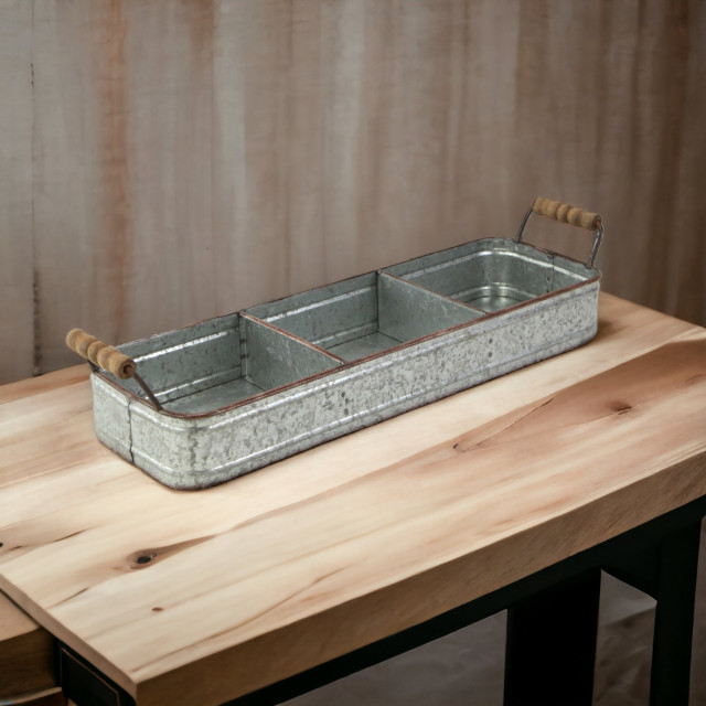 Gondula 3 Slot Galvanized Caddy - Farmhouse - Storage Bins And Boxes ...