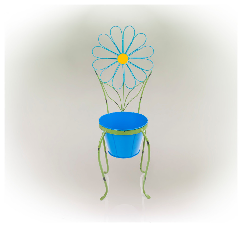 Blue Flower Planter Stand - Farmhouse - Indoor Pots And Planters - by ...