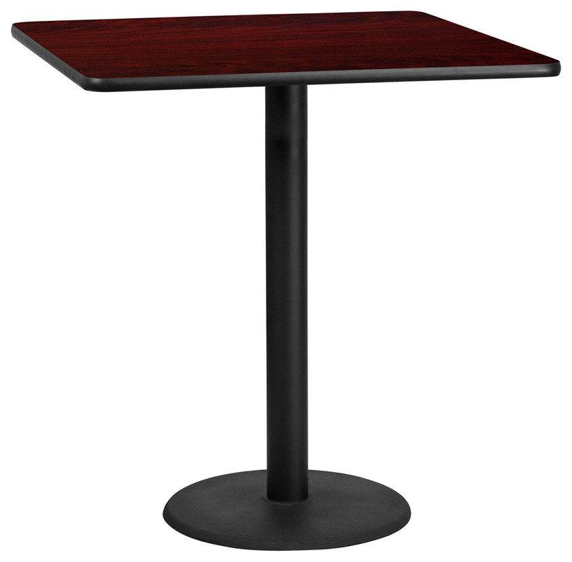 42" Square Laminate Table Top With 24" Round Bar Height Table Base ...