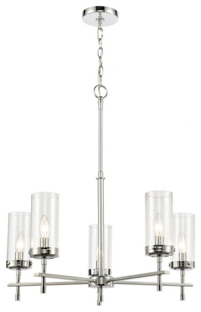 Transitional Five Light Chandelier in Polished Chrome Finish ...