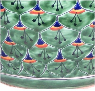 Medium Size Green Peacock Talavera Ceramic Pot, Size: 14" Diameter x 12 ...