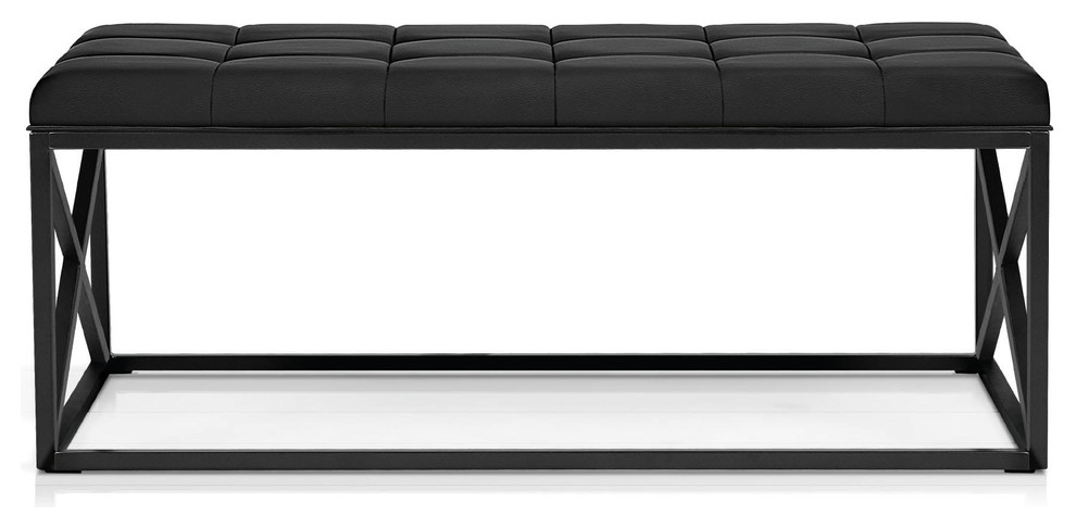 Black Steel Frame Bench - Industrial - Upholstered Benches - by ARTEFAC ...