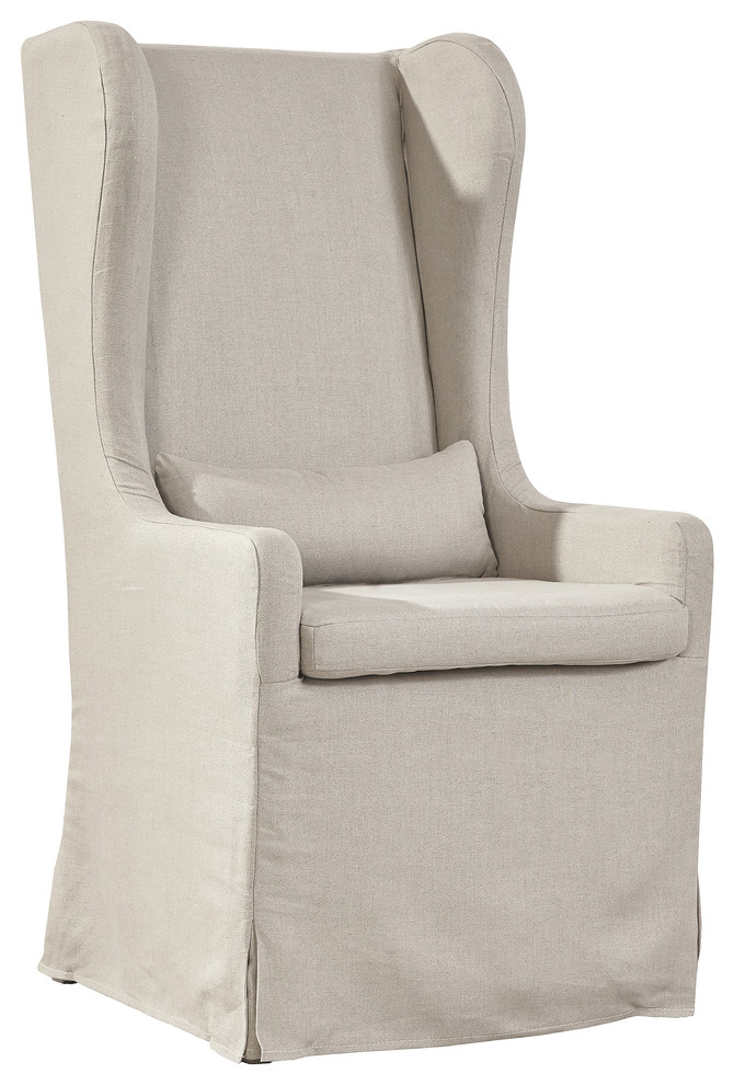 Gibraltar Highback Linen Slipcovered Host Chair with Bolster Cushion ...