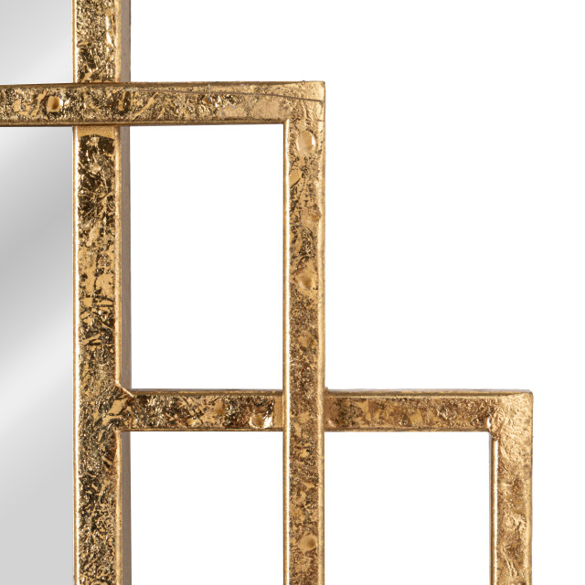 Metal Wall Mirror With Geometric Framework, Gold - Contemporary - Wall ...