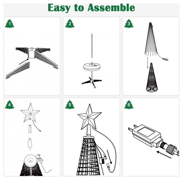 5 Ft Christmas Tree Decoration Light RGB LED String Lamp Bluetooth APP ...