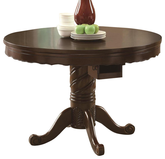 Coaster Turk 3-in-1 Round Pedestal Game Table in Brown Cherry ...