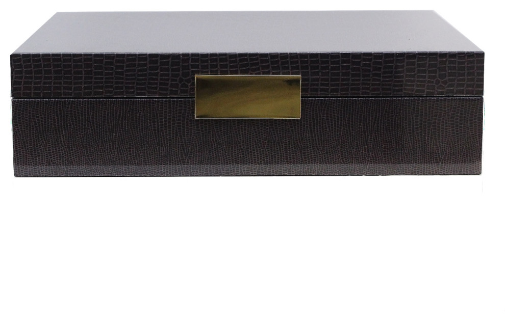 Addison Ross Large Brown Croc Lacquer Box With Gold - Contemporary ...