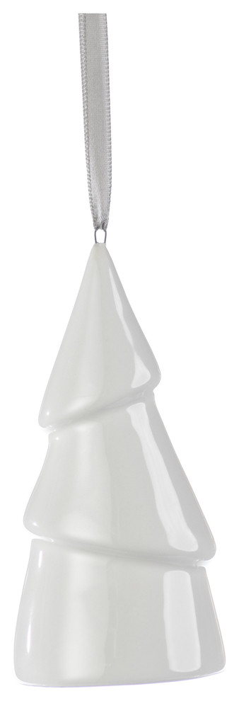 White Ceramic Cone Tree Hanging Ornaments, Set of 8 - Christmas ...