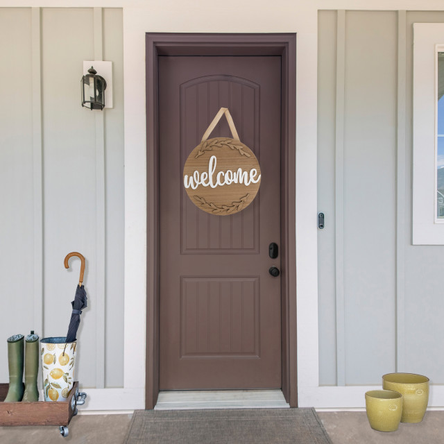 Welcome Daily Branches Wooden Wall Sign 15.75" - Contemporary - Novelty ...