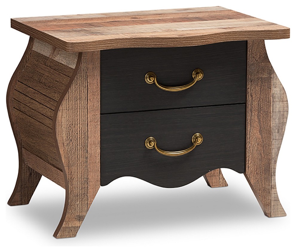 Two-Tone Black and Oak Finish Nightstand - Contemporary - Nightstands ...