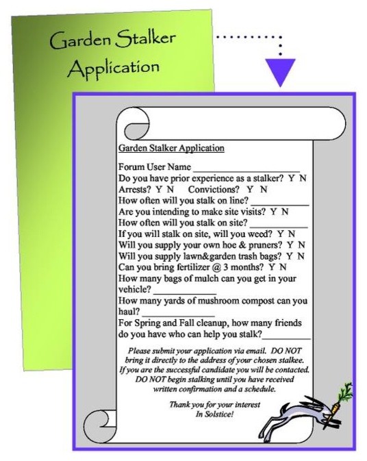 'Garden Stalker' application form