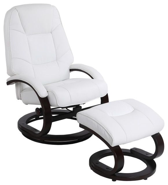 Sundsvall Recliner and Ottoman in White Air Leather - Transitional ...