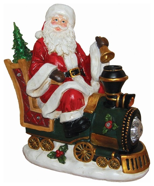 Santa Claus Riding Train With LED Light Christmas Figurine 12 ...
