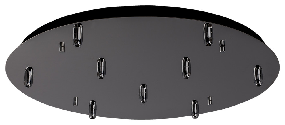 Multi-Port Canopy, 9 Ports, Black Chrome, 17.75"Dx1"H - Modern ...