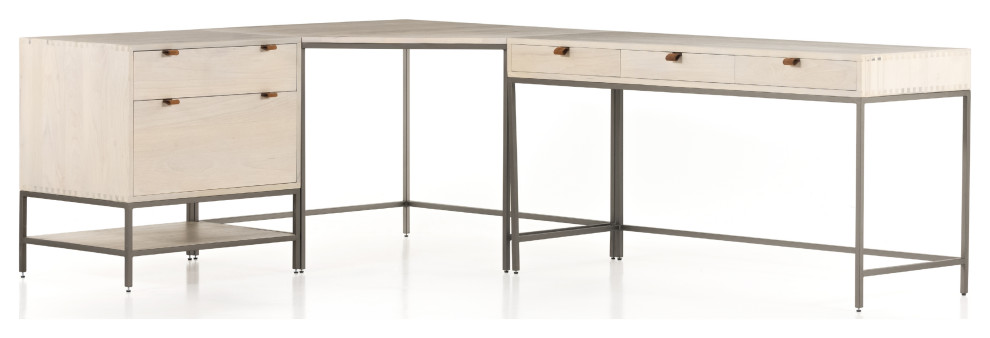 Trey Desk System With Filing Cabinet, Dove Poplar - Transitional ...