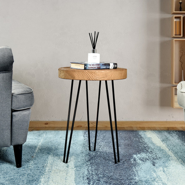Rustic Old Elm Wood End Table - Industrial - Side Tables And End Tables ...