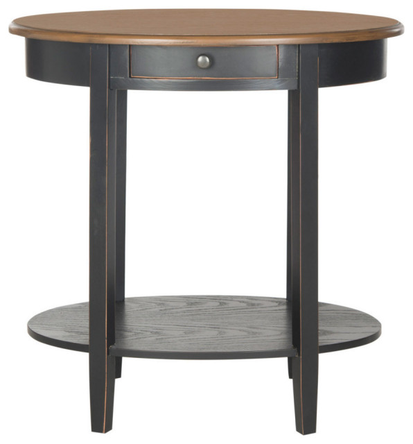 Johnson Oval End Table With Drawer, Black Oak - Transitional - Side Tables And End Tables - by ...