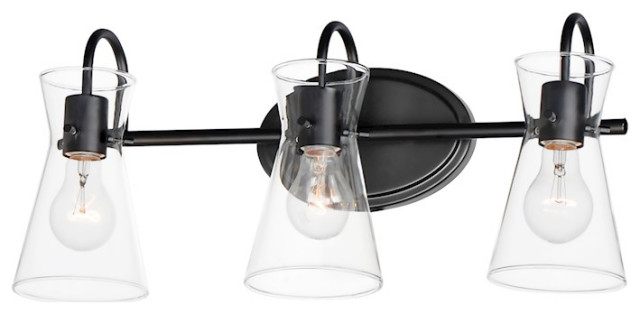 Maxim Lighting Ava 3-Light Bath Vanity, Black/Clear, 12483CLBK ...