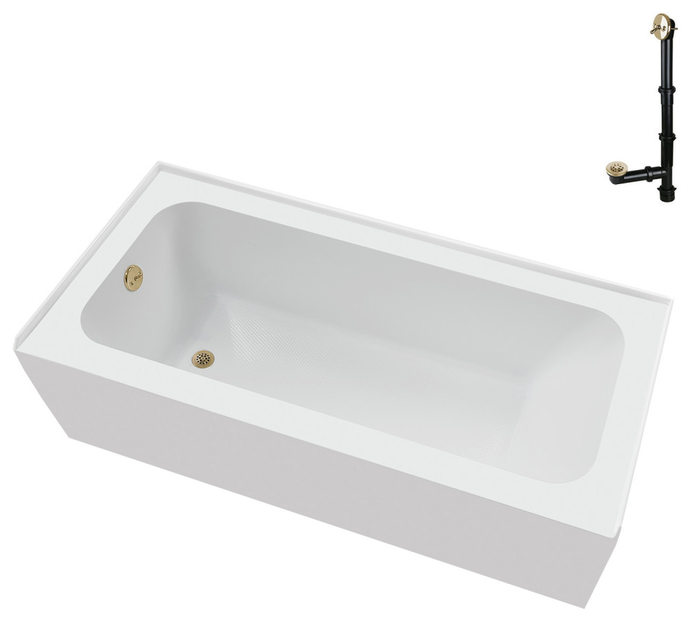 Streamline NAL-5640-PBR 60x30" Acrylic Alcove Bathtub, Drain, Polished ...