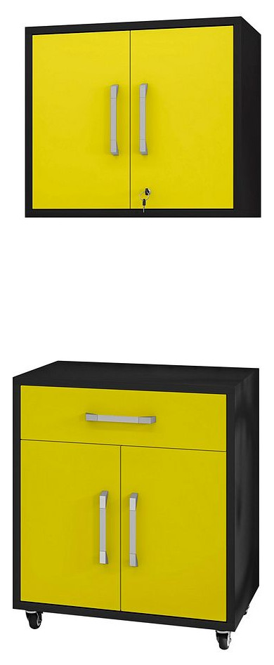 Eiffel 2-Piece Garage Set in Matte Black and Yellow - Garage And Tool ...