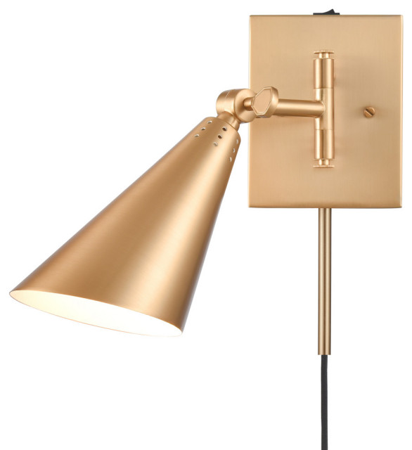 Whitmire 10.25'' High 1-Light Plug-In/Hardwire Sconce Brushed Gold - Transitional - Swing Arm ...