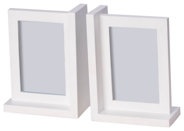 Picture Frame White Bookend, Solid Wood - Transitional - Bookends - by ...
