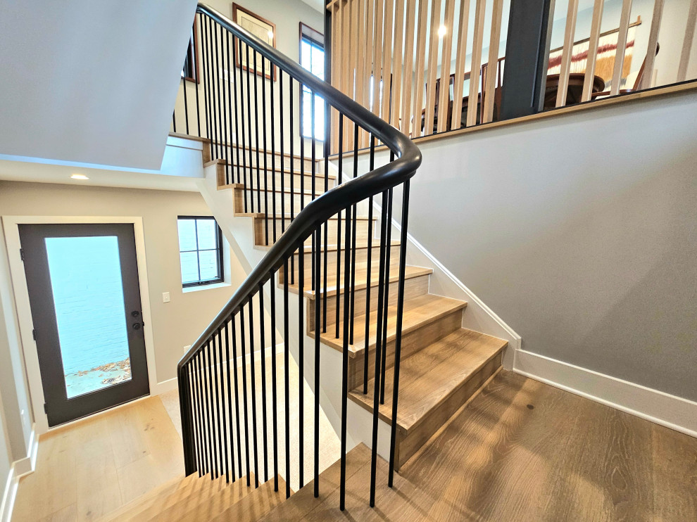 115_Stunning Continuous Rail System on 3 Story Floating Stairs ...