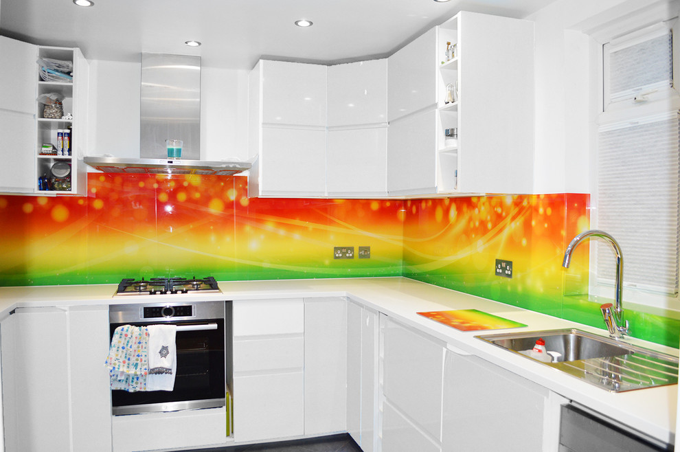 Custom Printed Gradient Design Glass Splashback - Modern - Kitchen ...