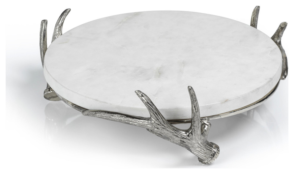 Aleena Marble Tray on Metal Antler Base - Rustic - Serving Trays - by ...