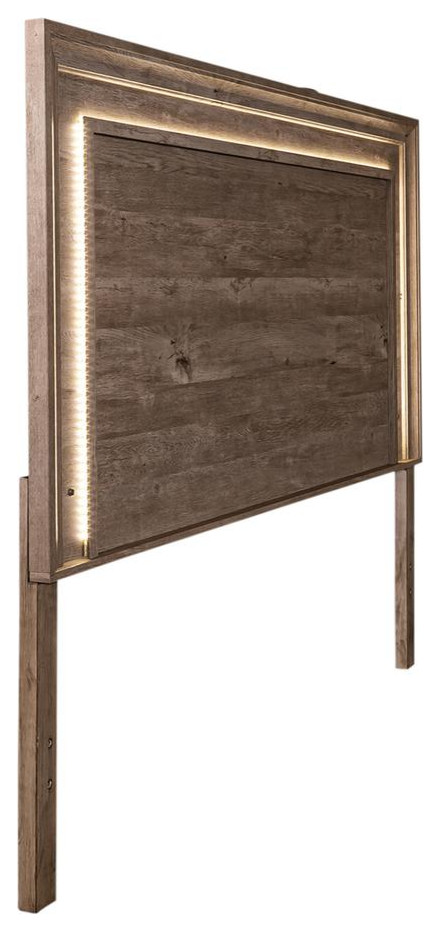 Queen Panel Headboard w/ Lights Contemporary Grey - Contemporary ...