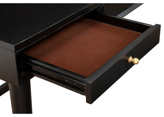 Benzara BM261884 Writing Desk With 3 Drawers and Angled Legs, Black ...