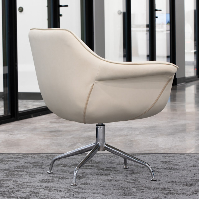 Modern Mala Swivel Chair Soft Leatherette Upholstery Stainless Steel ...