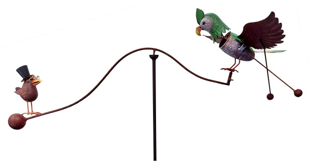 Rustic Metal Kinetic Birds Spinning Balancer Garden Stake - Rustic ...