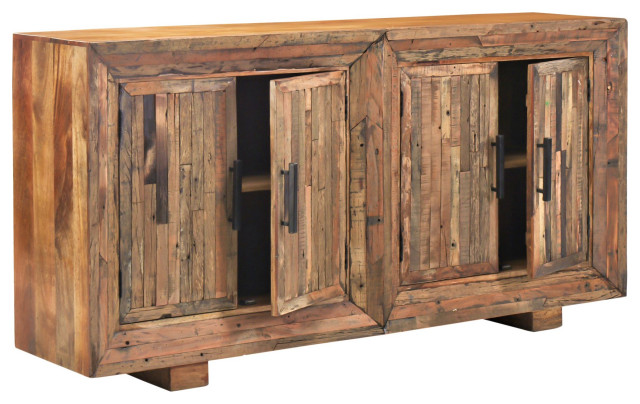 80" Rustic Farmhouse Reclaimed Wood Credenza Sideboard Buffet - Rustic ...
