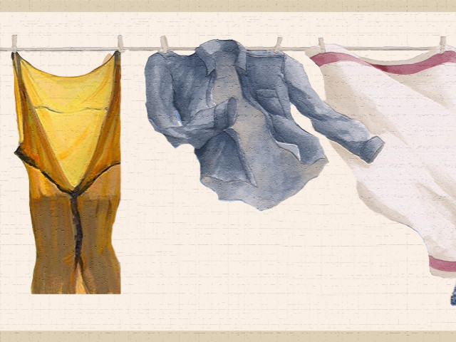 Washing Line Peel and Stick Wallpaper Border 15'x7", Roll 15 ft. x 7 in ...