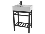 Modern Ceramic Console Sink With Counter Space and Matte Black Base ...