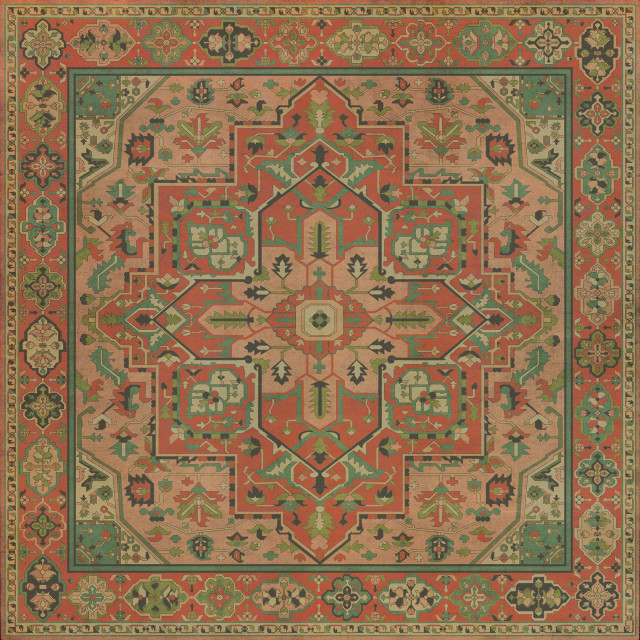 Persian Bazaar Camelot, Guinevere 72x72 Vintage Vinyl Floorcloth, Pink ...