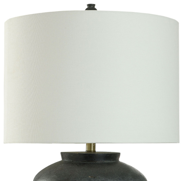 Arlo Cotta Rustic Cement Table Lamp Distressed Black Finish White ...