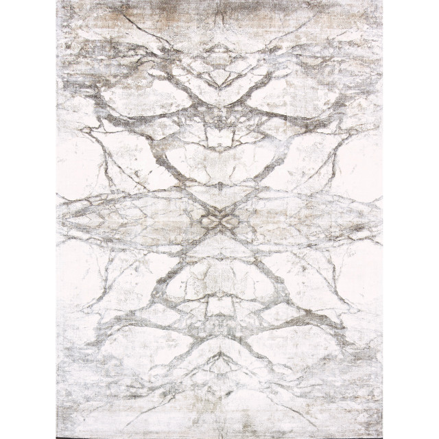 Luxe Marbelized Marble Design 9x12 Area Rug, Gray Beige Neutral ...