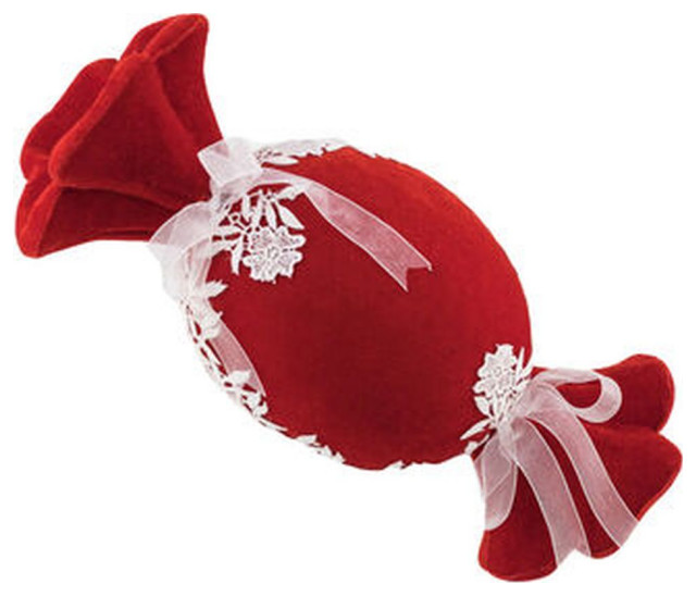 December Diamonds Candy Cane Lace 14.5" Red/Lace Candy Wrapper ...