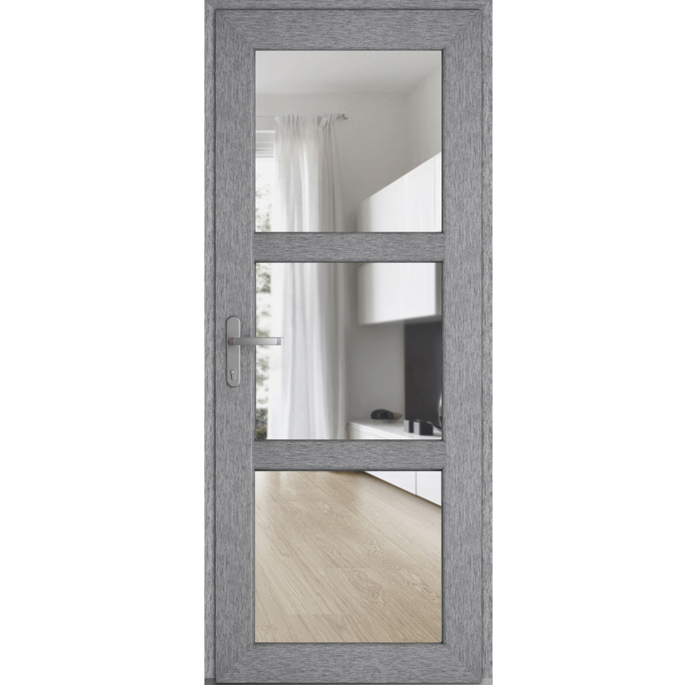 Exterior Prehung FiberGlass Door Clear Glass See-through / Manux 8555 ...