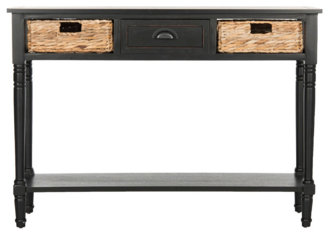Marissa Console Table With Storage Distressed Black - Traditional ...