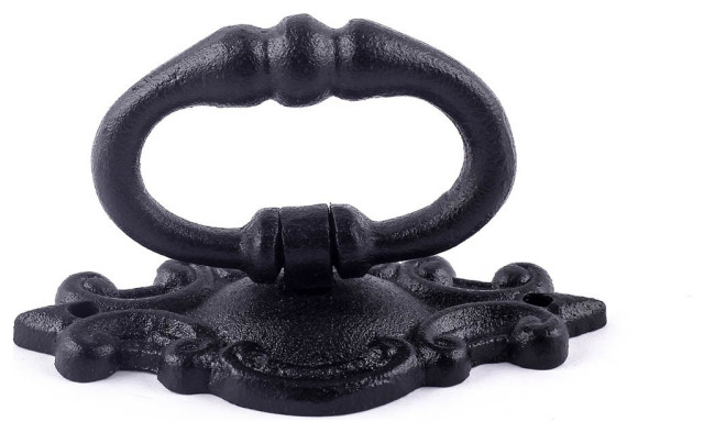 Black Cast Iron Cabinet Drawer Ring Pull Handle 3 1/8" Small Pull with Hardware - Traditional ...