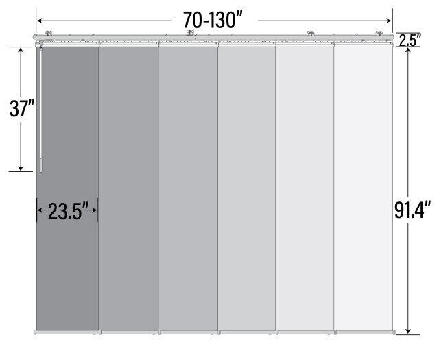 Blanched White-Poppy 6-Panel Track Extendable Vertical Blinds 70-130 ...