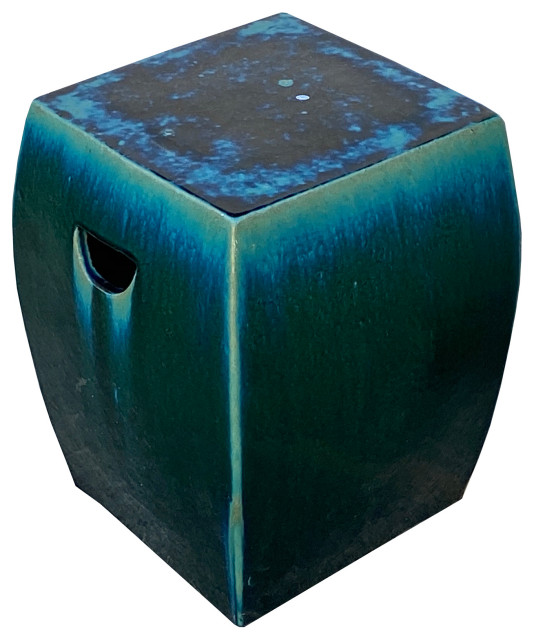 Chinese Ceramic Clay Green Glaze Square Flat Solid Garden Stool Hws918 ...