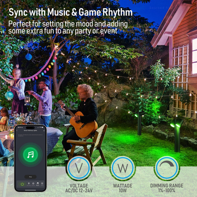 8Pack LED Smart Low Voltage Pathway Landscape Lights, APP Control ...