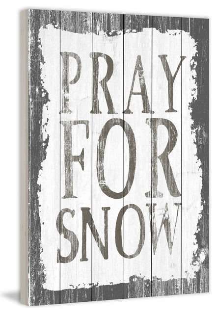 "Pray for Snow" Painting Print on White Wood, 12"x18" - Contemporary ...