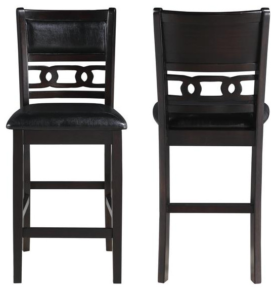 Furniture Gia Solid Wood Counter Chairs in Ebony Black (Set of 2 ...